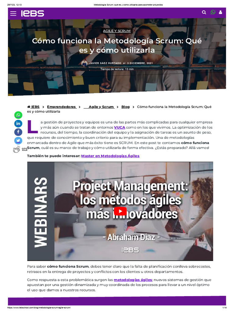 Metodología Scrum - Qué Es y Cómo Utilizarla para Acometer Proyectos ...