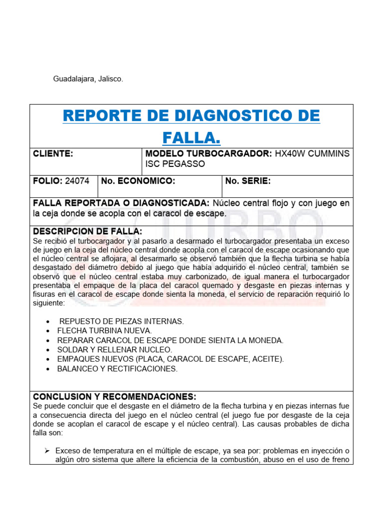 Reporte Falla 1 | PDF | Turbocompresor | Ingeniería