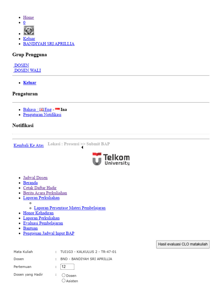 Presensi - Telkom University-TR4701 | PDF