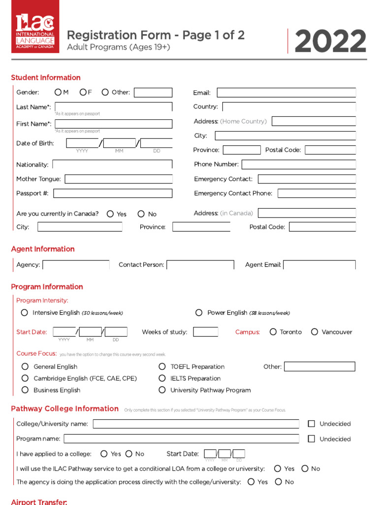 Adults Registration Form 2022 | PDF