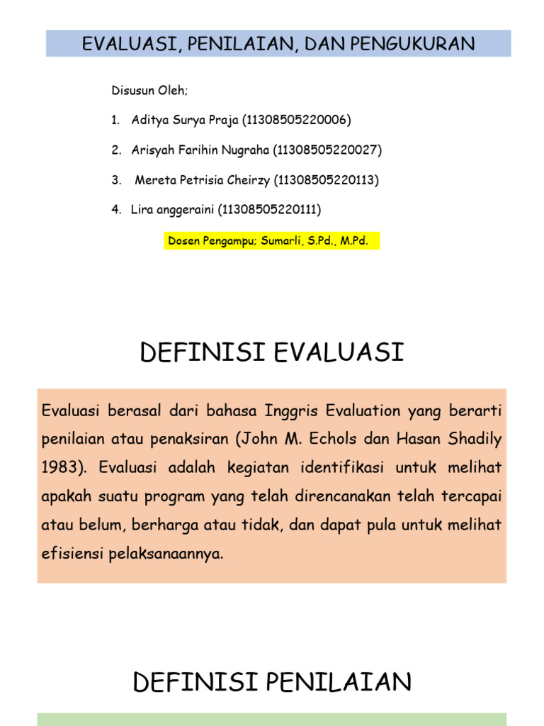 Evaluasi, Penilaian, Dan Pengukuran | PDF | Karier & Perkembangan | Pengembangan Diri