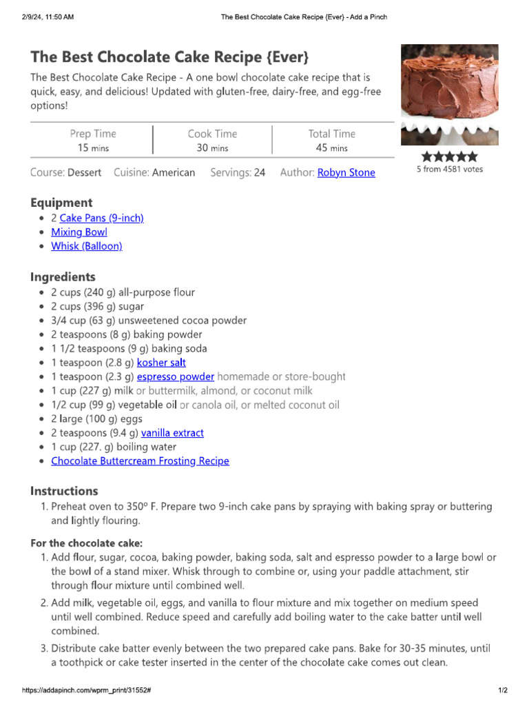 Chocolate Cake | PDF
