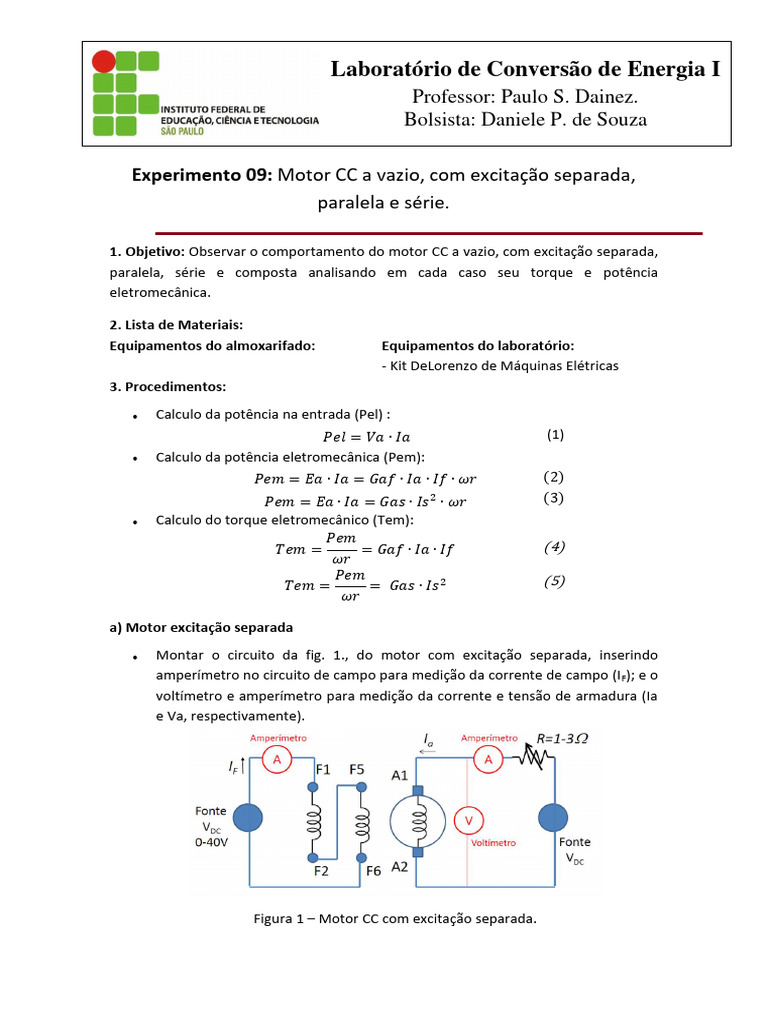 09 - Motor CC A Vazio, Com Excitação Separada, Paralela e Série - v2 ...