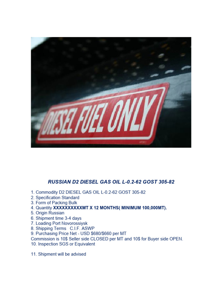 Russian D2 Diesel Gas Oil | PDF | Letter Of Credit