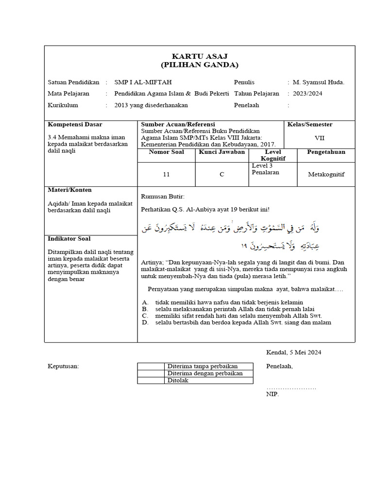 No 11 - 20 Kartu US 22 | PDF