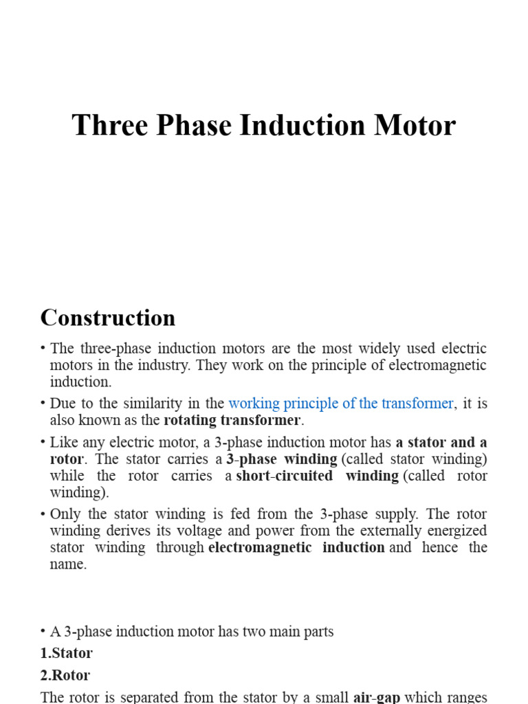 3 Phase Induction Motors | PDF | Electric Motor | Electromagnetic Induction