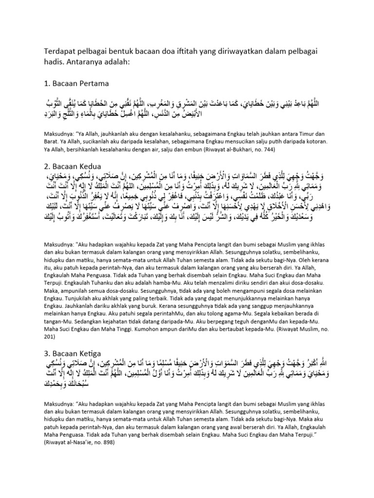 Bacaan dan Arti Doa Iftitah | PDF