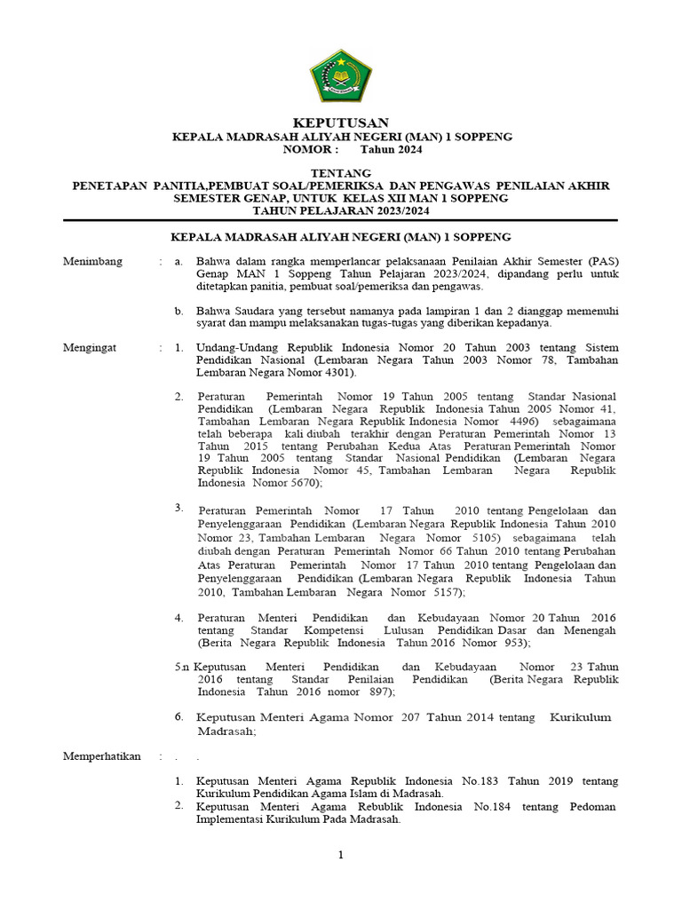 SK Pas - Genap Kls XII 2023-2024 | PDF