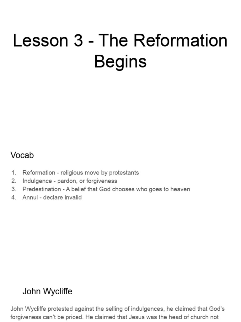 Reformation Vocabulary & Key Figures | PDF