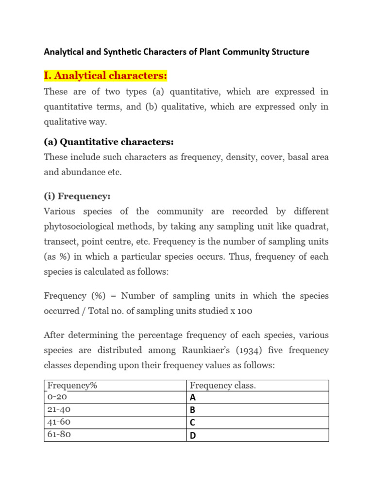 Analytical and Synthetic Characters | PDF | Plant Life Form | Plants