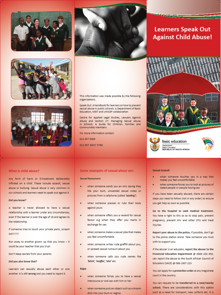Learners Speak Out Against Abuse Pamphlet | PDF | Sexual Abuse | Assault