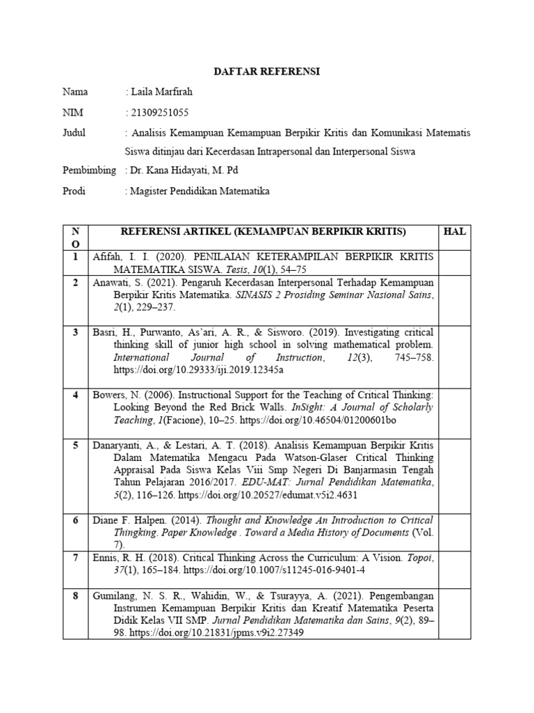 Daftar Referensi | PDF | Cognitive Psychology | Cognition