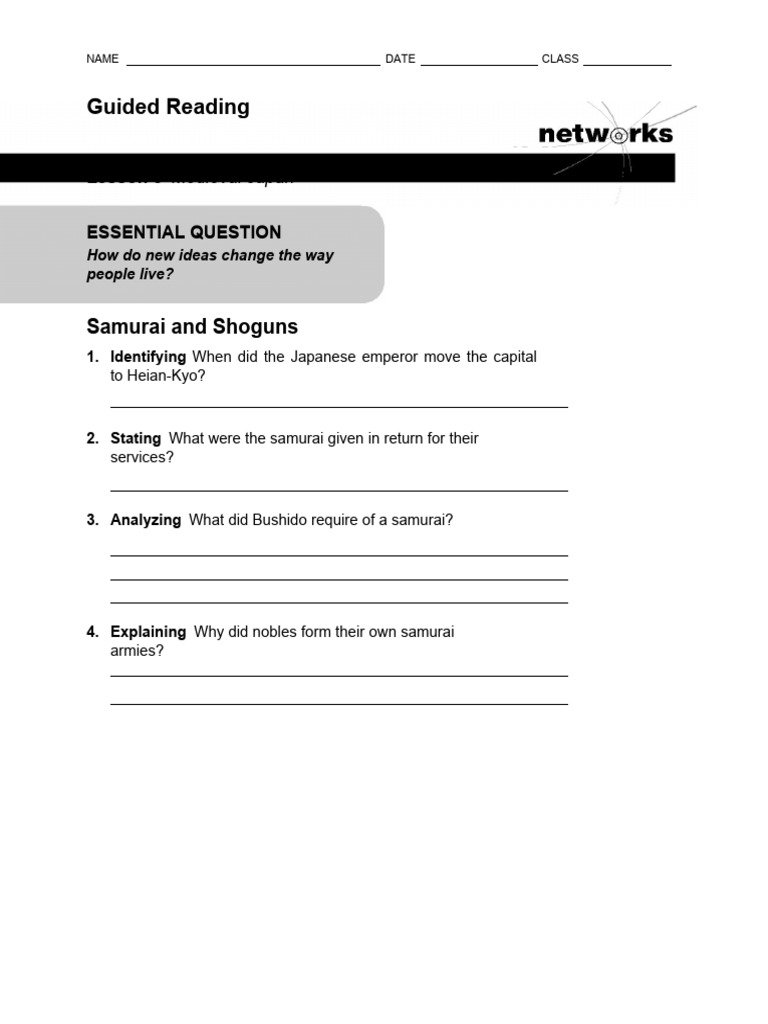 Guided Reading: Samurai and Shoguns | PDF | Samurai | Japan