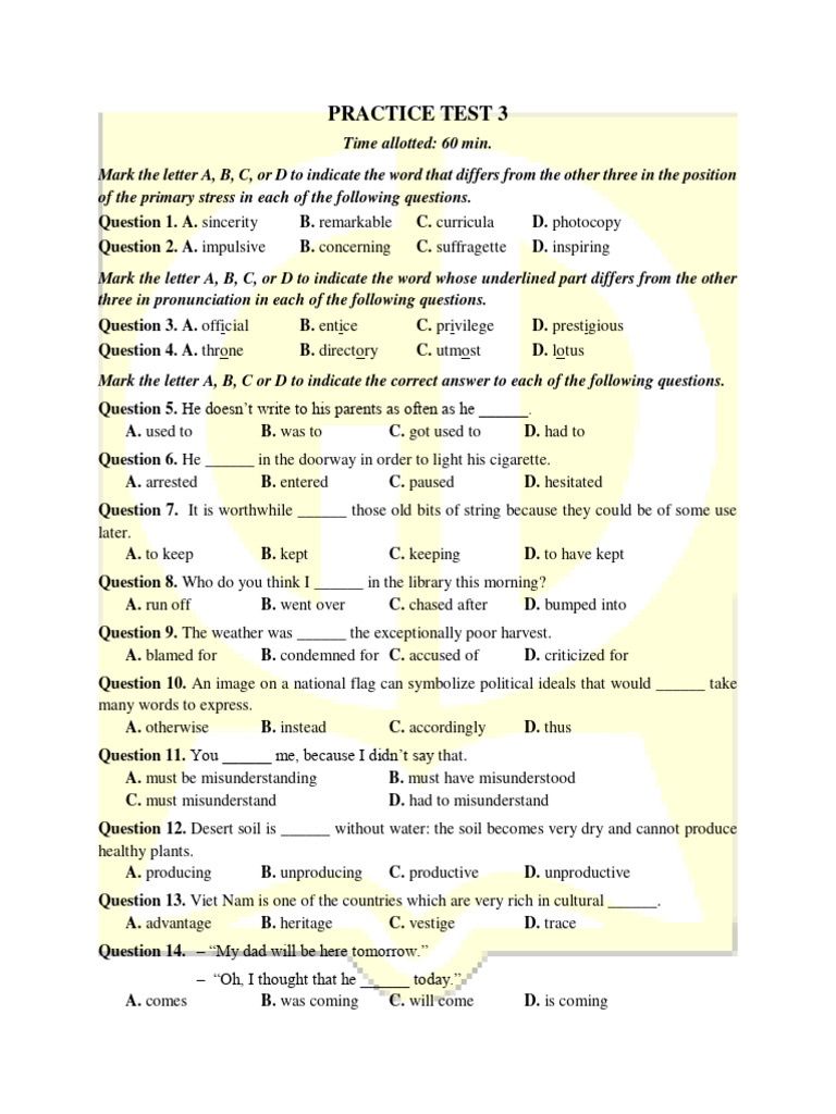 PRACTICE TEST 3 | PDF | Water | Water Vapor