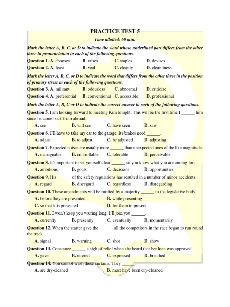Practice Test 5 | PDF | Tobacco Smoking | Addiction