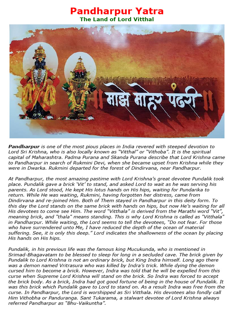 Pandharpur Yatra - The Land of Lord Vitthal | PDF | Krishna | Hinduism