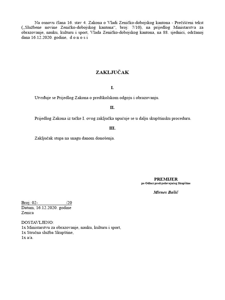 Zakon o Predskolskom Obrazovanju | PDF