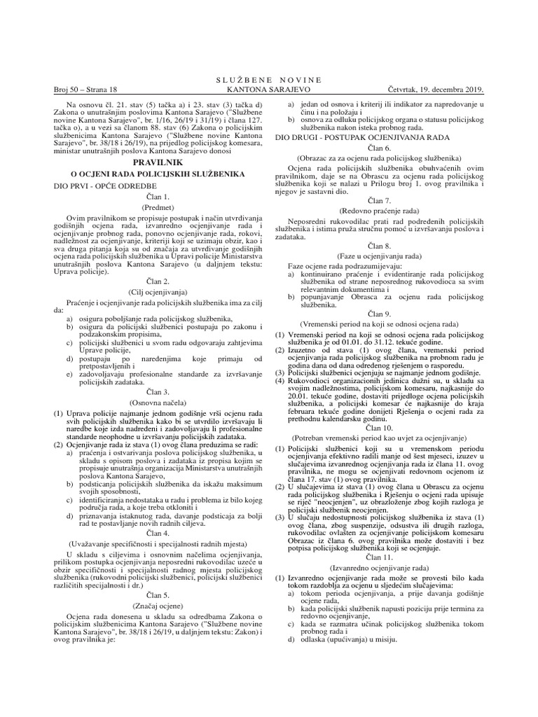 Pravilnik o Ocjeni Rada | PDF