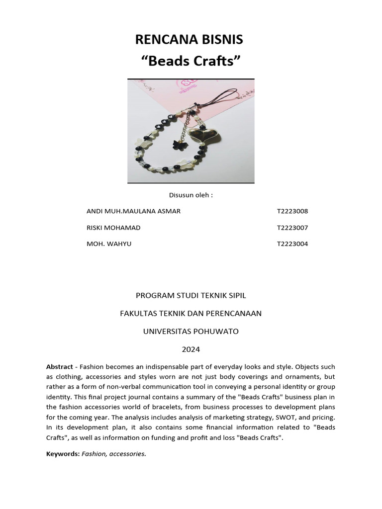 Rencana Bisnis Beads Crafts 2024 | PDF | Bisnis