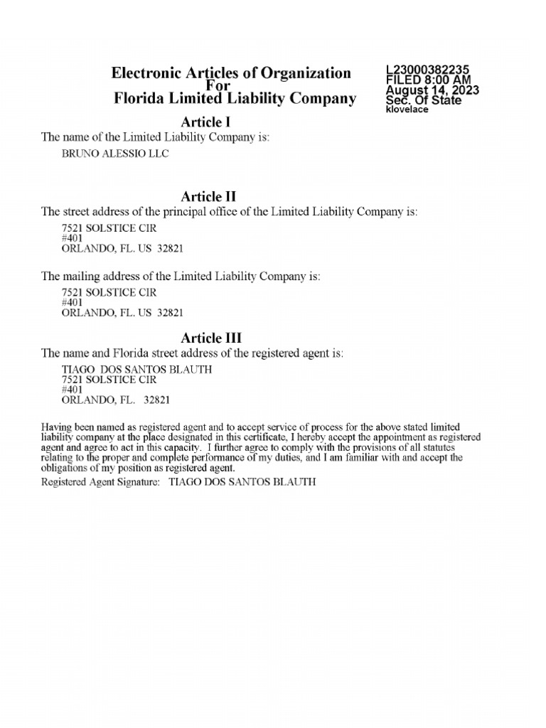 FEI:EIN Number 59-130580466 | PDF