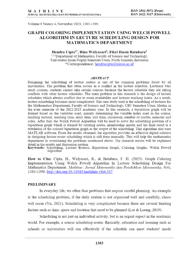 View of Graph Coloring Implementation Using Welch Powell Algorithm in ... View of Graph Coloring Implementation Using Welch Powell Algorithm in ...