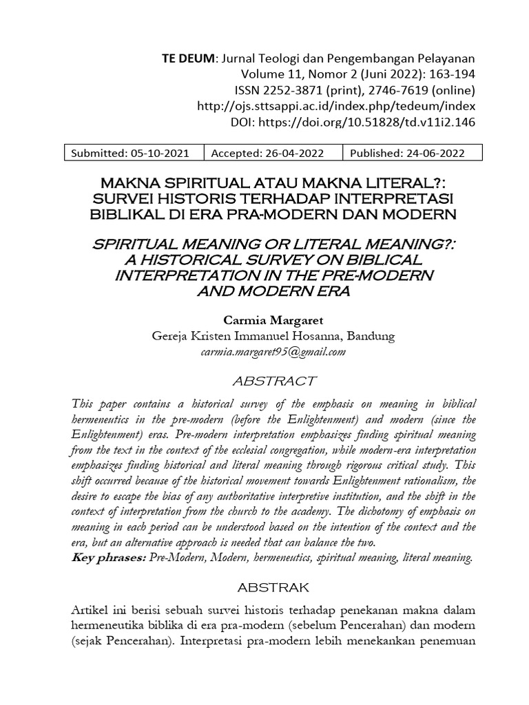 Makna Spiritual Atau Makna Literal | PDF