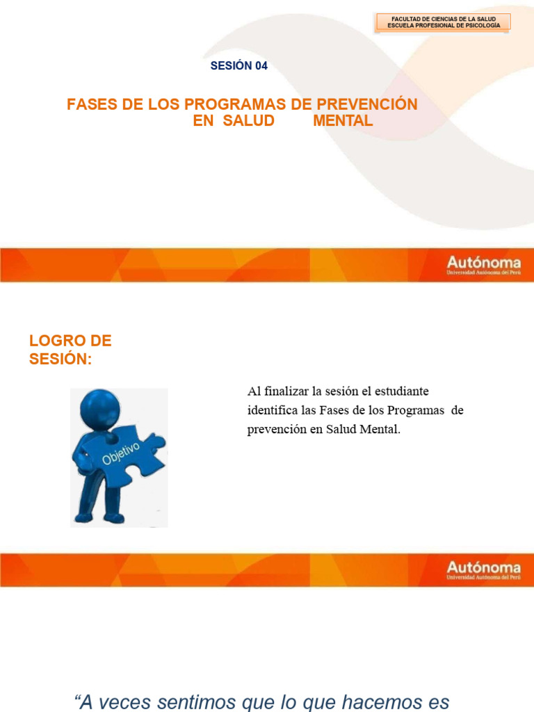 Fases de Los Programas de Prevención en Salud Mental | PDF | Sicología | Salud mental