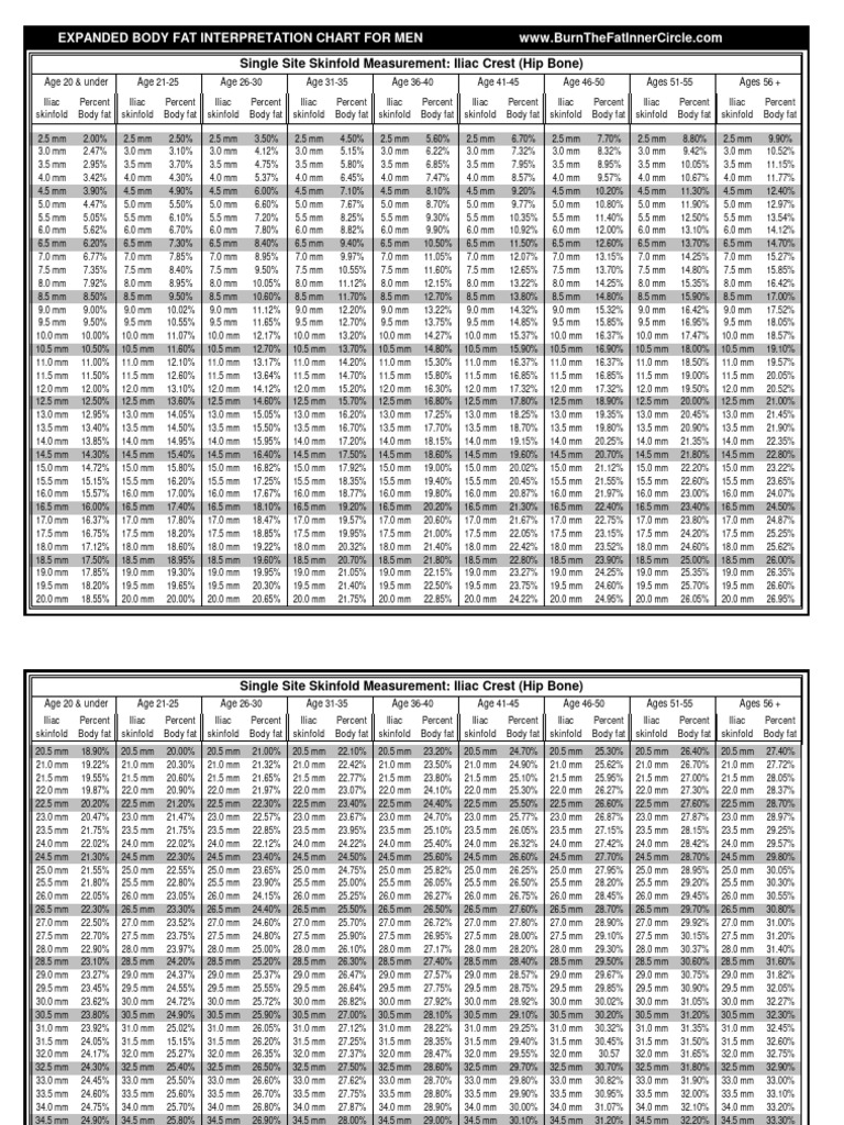 Expanded AccuMeasure Chart Men V2.0 | PDF | Human Body Weight ...