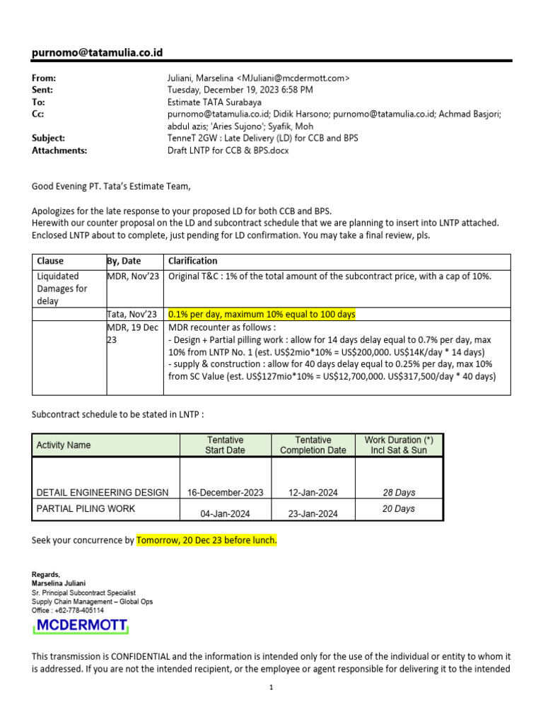 TenneT 2GW LD Proposal Review | PDF | Business