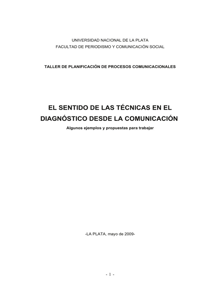 Metodología TPPC El Sentido de Las Tecnicas en El Diagnostico Dinamico ...