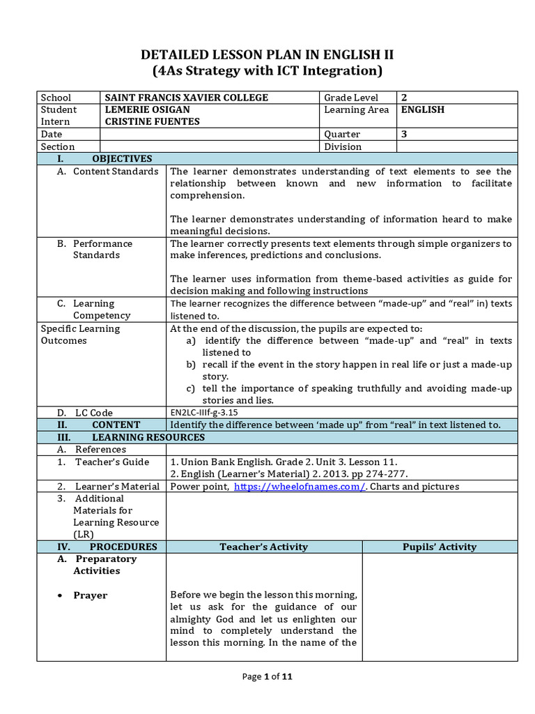 REAL-AND-MADE-UP-LP-FOR-TLE (1) | PDF | Learning | Lesson Plan