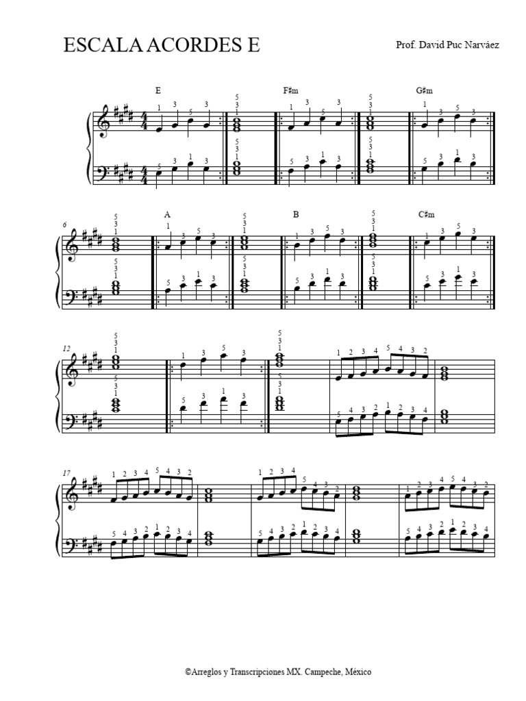 ESCALA ACORDES E MAJOR | PDF