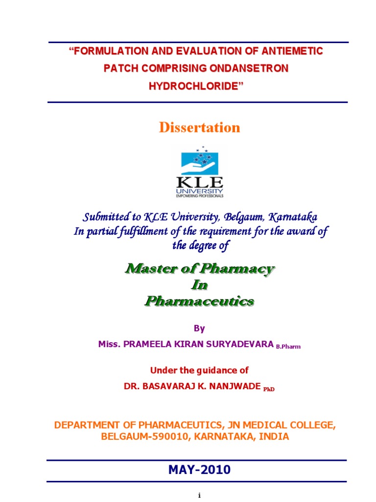Formulation and Evaluation of Anti Emetic Patch Comprising On Dan Set ...
