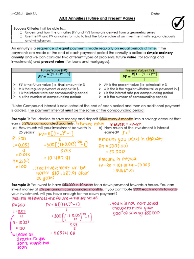 Annuities: Future & Present Value | PDF | Present Value | Compound Interest