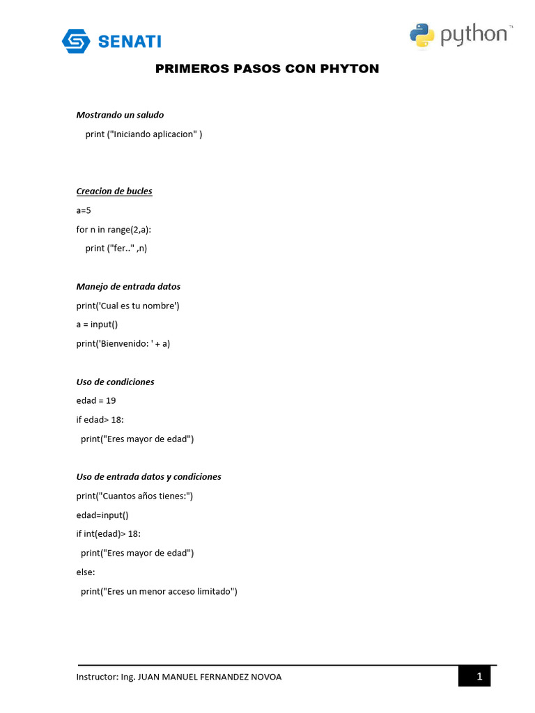 Primeros Pasos Con Phyton | PDF