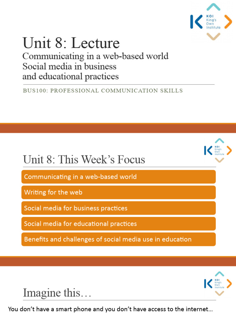 Unit 8 Lecture Slides - Social Media T124 | PDF | Social Media | Popular Culture & Media Studies