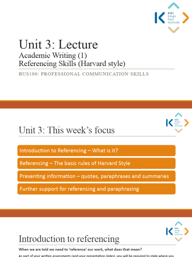 Week 3 Lecture (Referencing Skills) T124 | PDF | Citation | Artificial ...