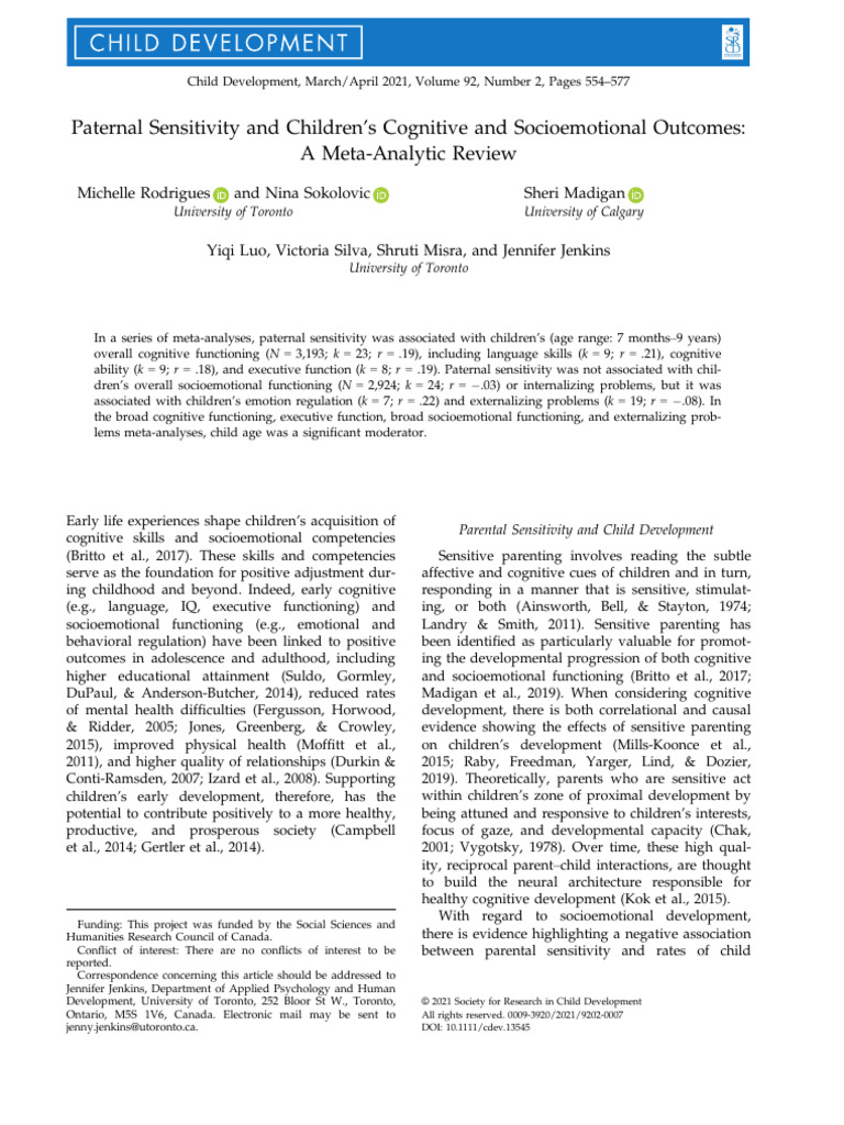 Cdev 13545 | PDF | Meta Analysis | Attachment Theory