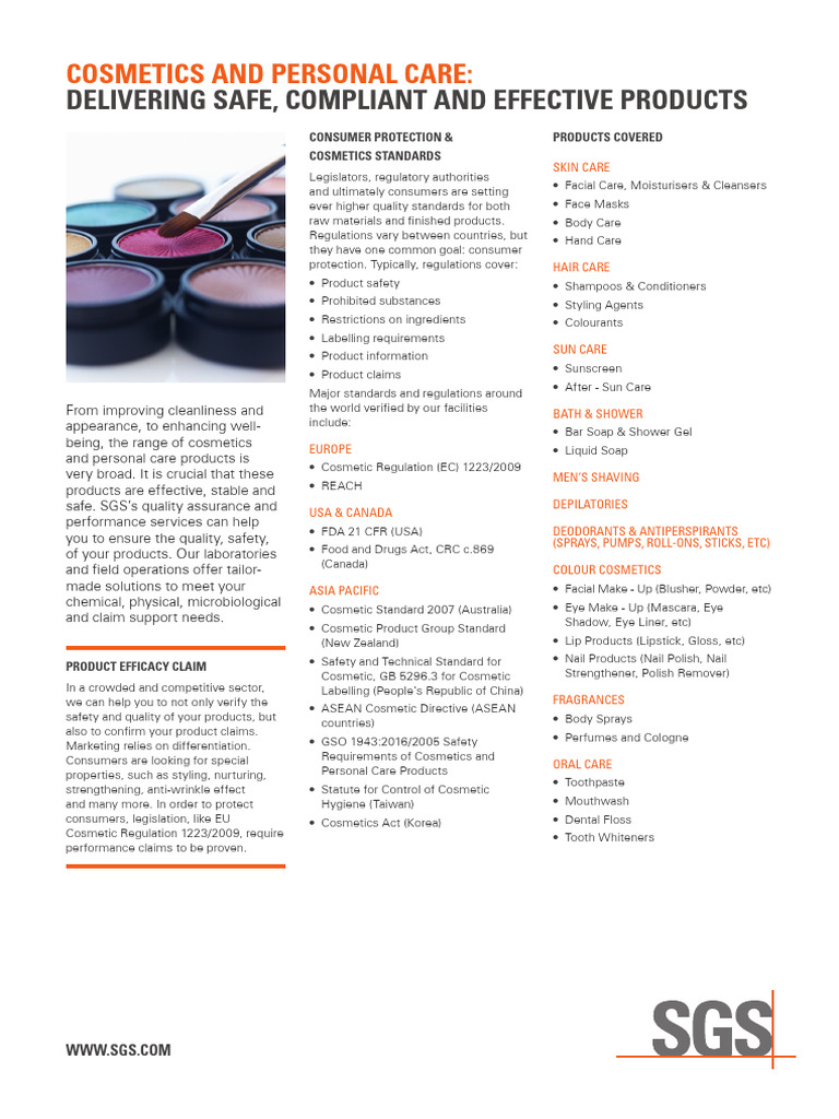 SGS CTS Cosmetics and Personal Care Services EN | PDF | Cosmetics
