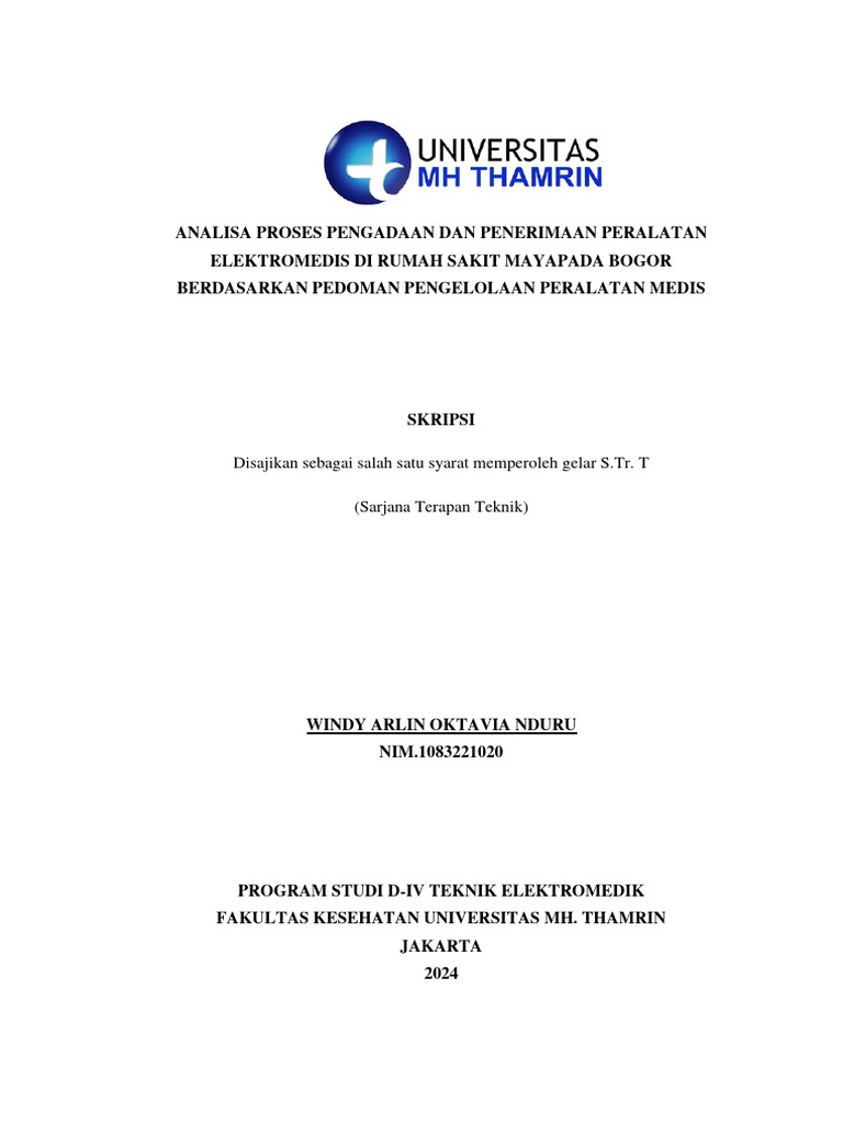 SKRIPSI Windy Arlin - 1083221020 - Analisa Proses Pengedaan Dan Penerimaan Peralatan Medis Di ...