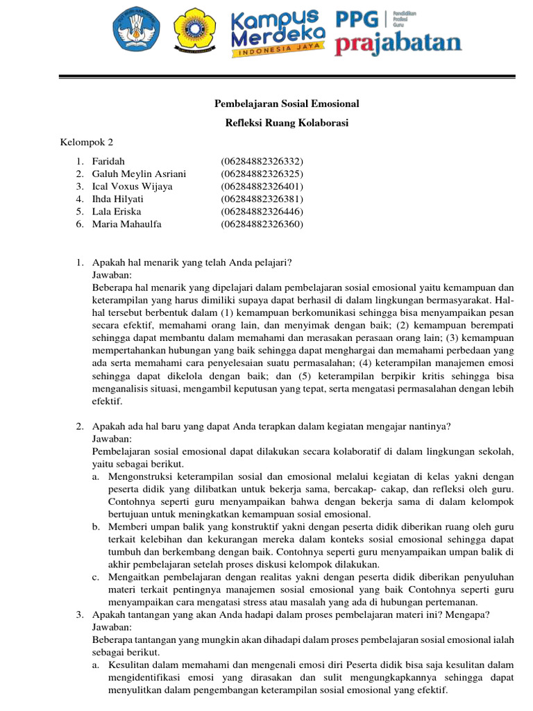 Topik 1 PSE Refleksi Ruang Kolaborasi | PDF | Karier & Perkembangan ...