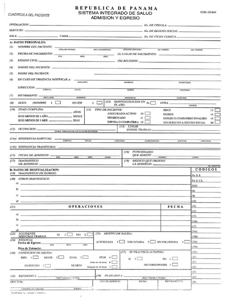 Formularios Del Expediente Clinico | PDF