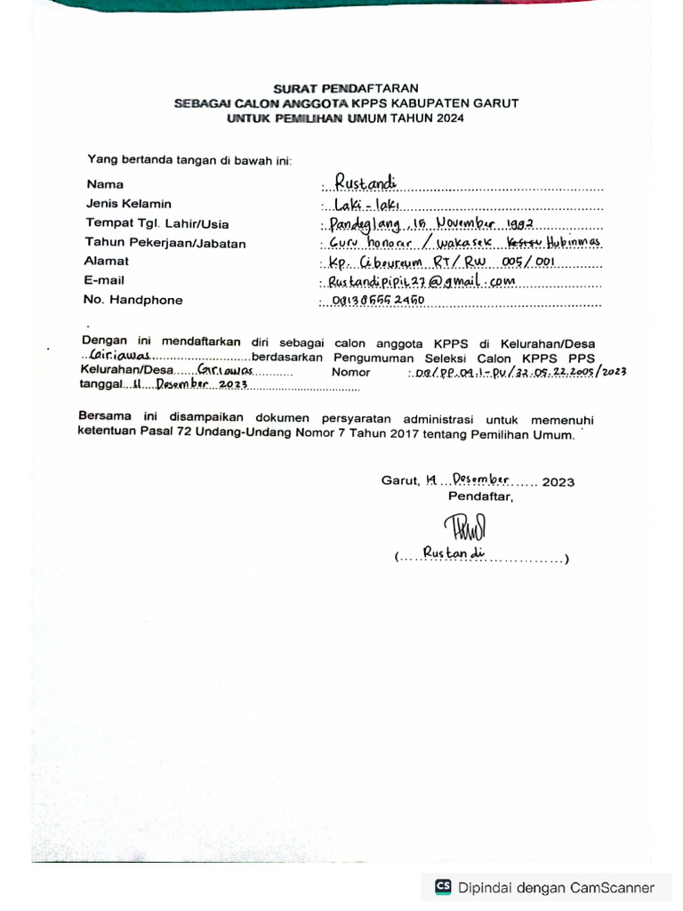 Surat Pendaftaran | PDF