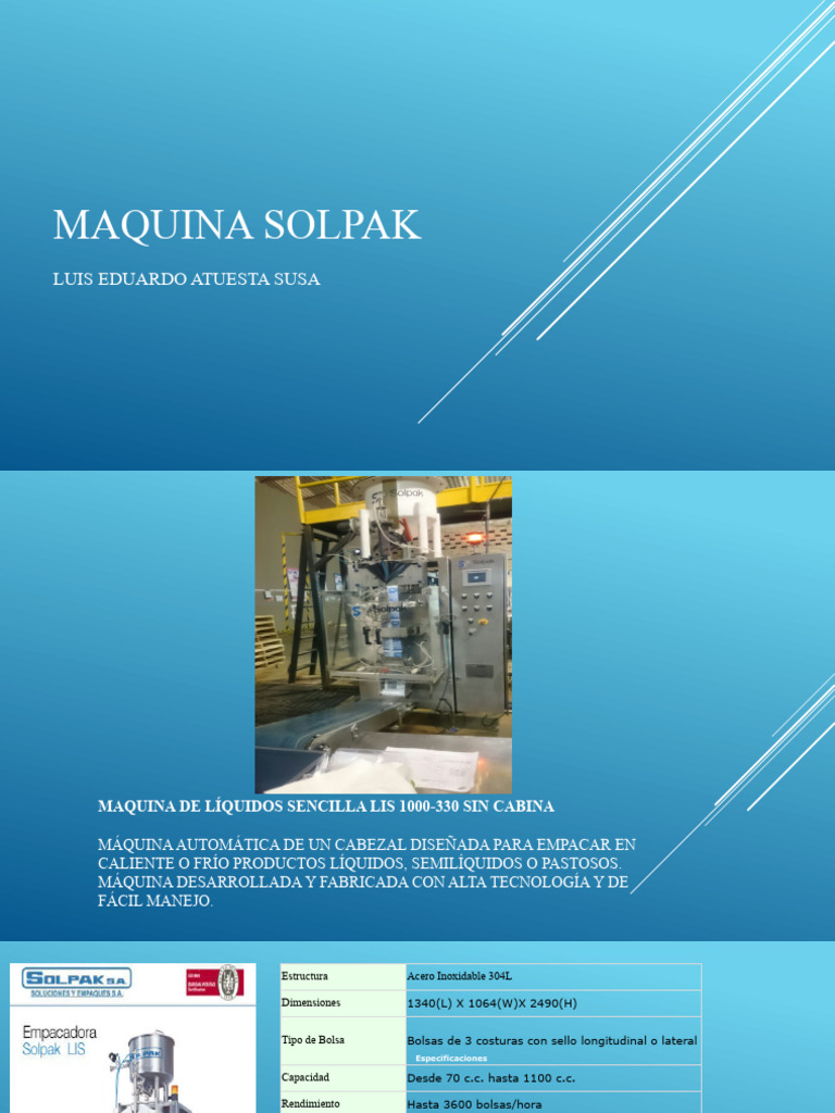 Maquina Solpak Expo | PDF