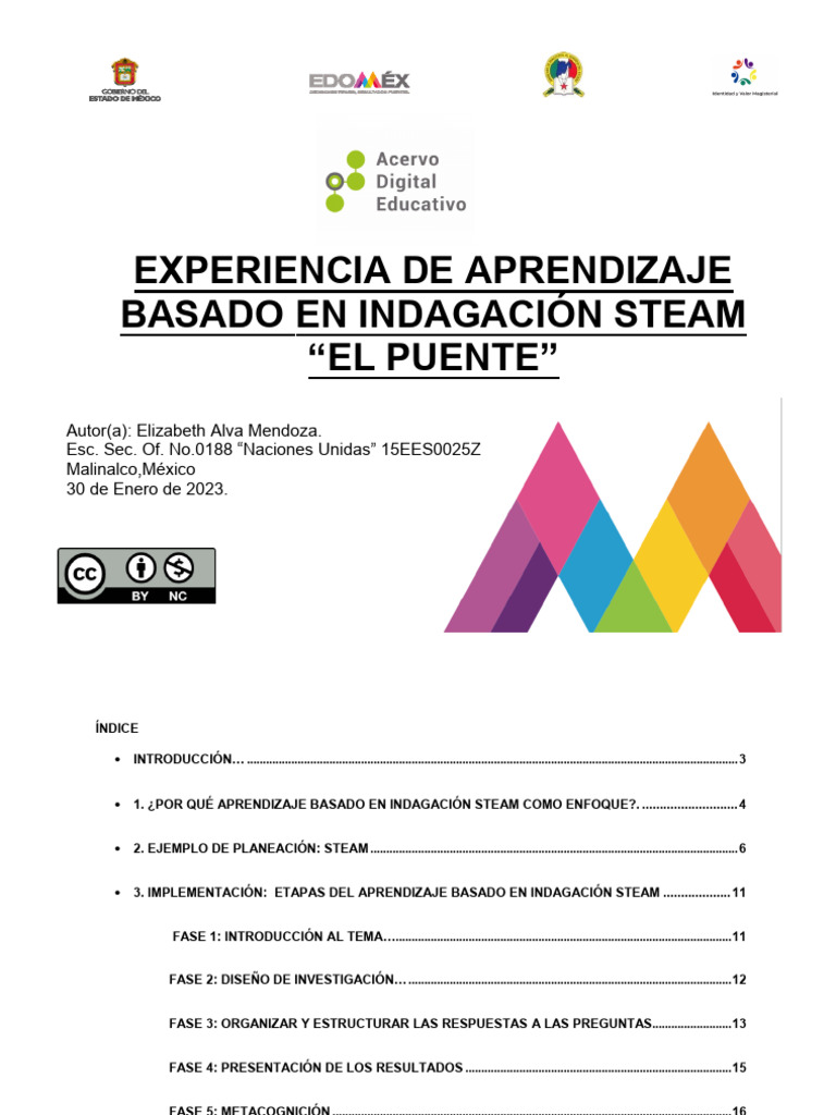 Experiencia Del Aprendizaje Basado en Indagación Steam El Puente | PDF | Aprendizaje | Puente