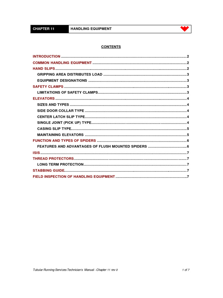 Handling Equipment for Tubular Services | PDF | Pipe (Fluid Conveyance) | Elevator
