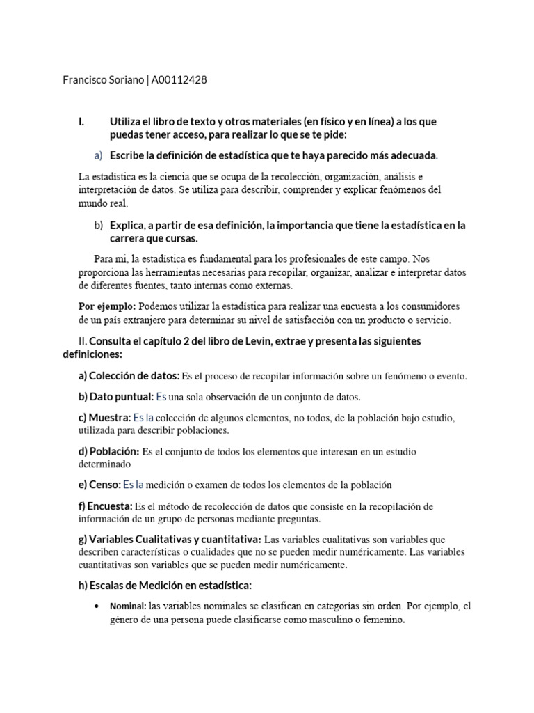 Estadística. Definición y Subdivisiones | PDF | Estadísticas | Nivel de ...