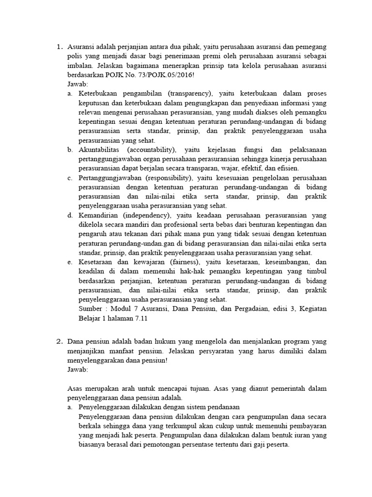 Tata Kelola Asuransi & Dana Pensiun | PDF | Bisnis