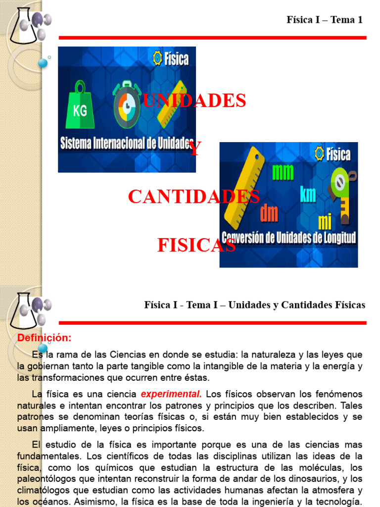 Física I - Tema 1 - Unidades y Cantidades Físicas - Definición | PDF | Física | Medición