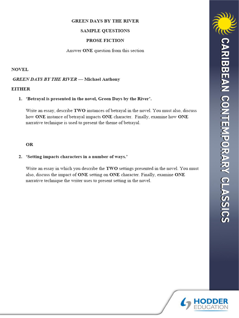 Green Days by the River Essay Questions | PDF